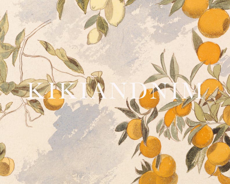 Vintage Fruit Trees Watercolor Print | Farmhouse Kitchen Wall Art ...
