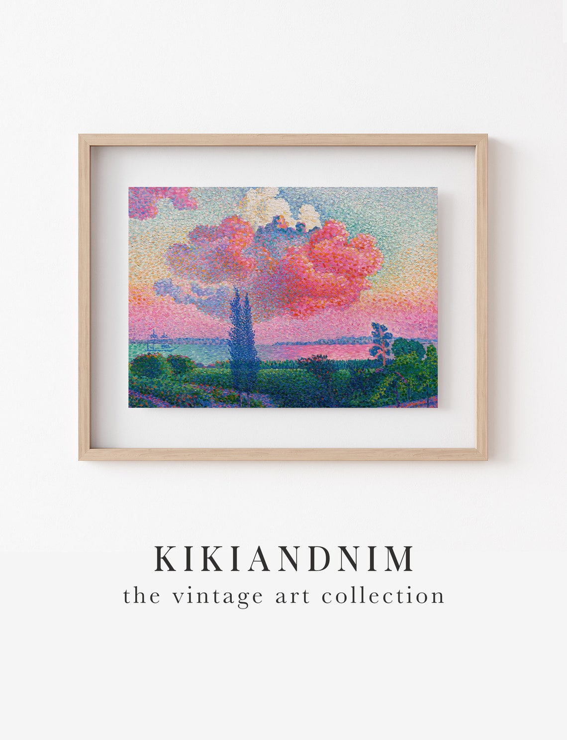 Vintage Landscape Painting Pink Wall Art Eclectic Home - Etsy