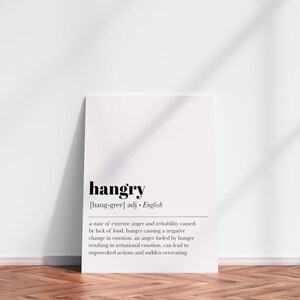 Kitchen Print Hangry Sign Definition Print Kitchen Wall Art Food Art ...
