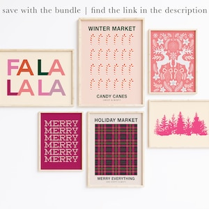 Pink Christmas Decor | Flower Market Print | Christmas Wall Art | Candy ...