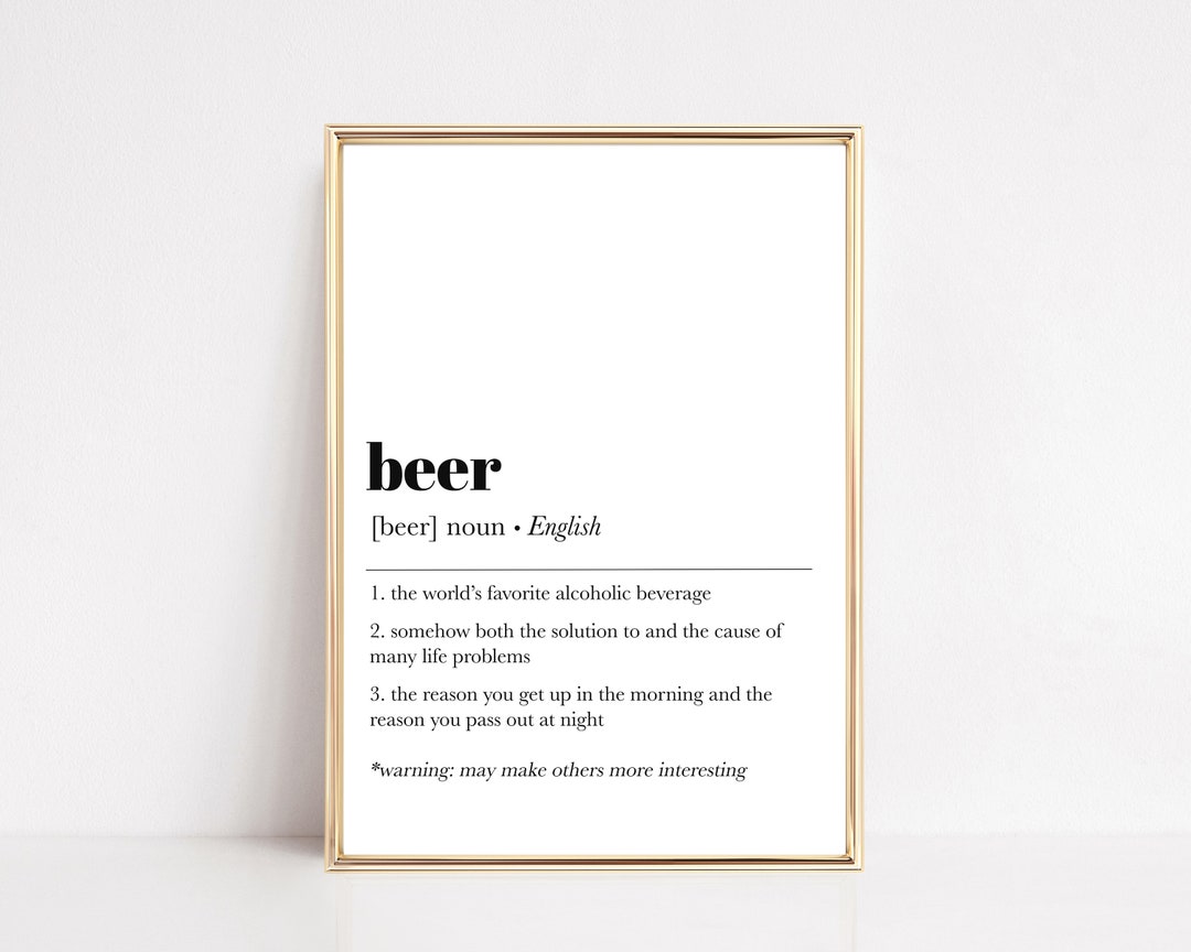 Beer Definition Print | Bar Cart Decor | Beer Wall Art | Kitchen Decor ...