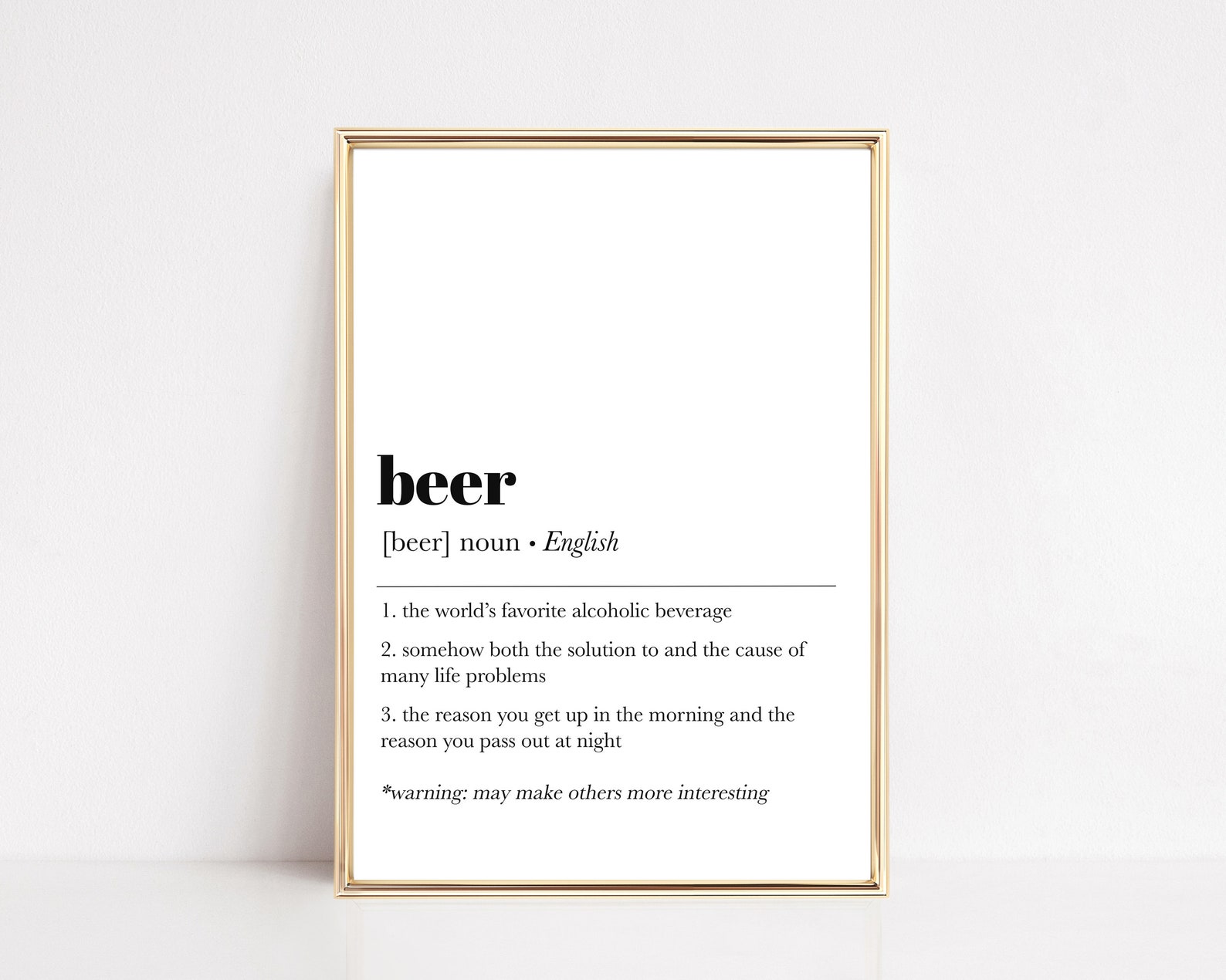 Beer Definition Print Bar Cart Decor Beer Wall Art | Etsy