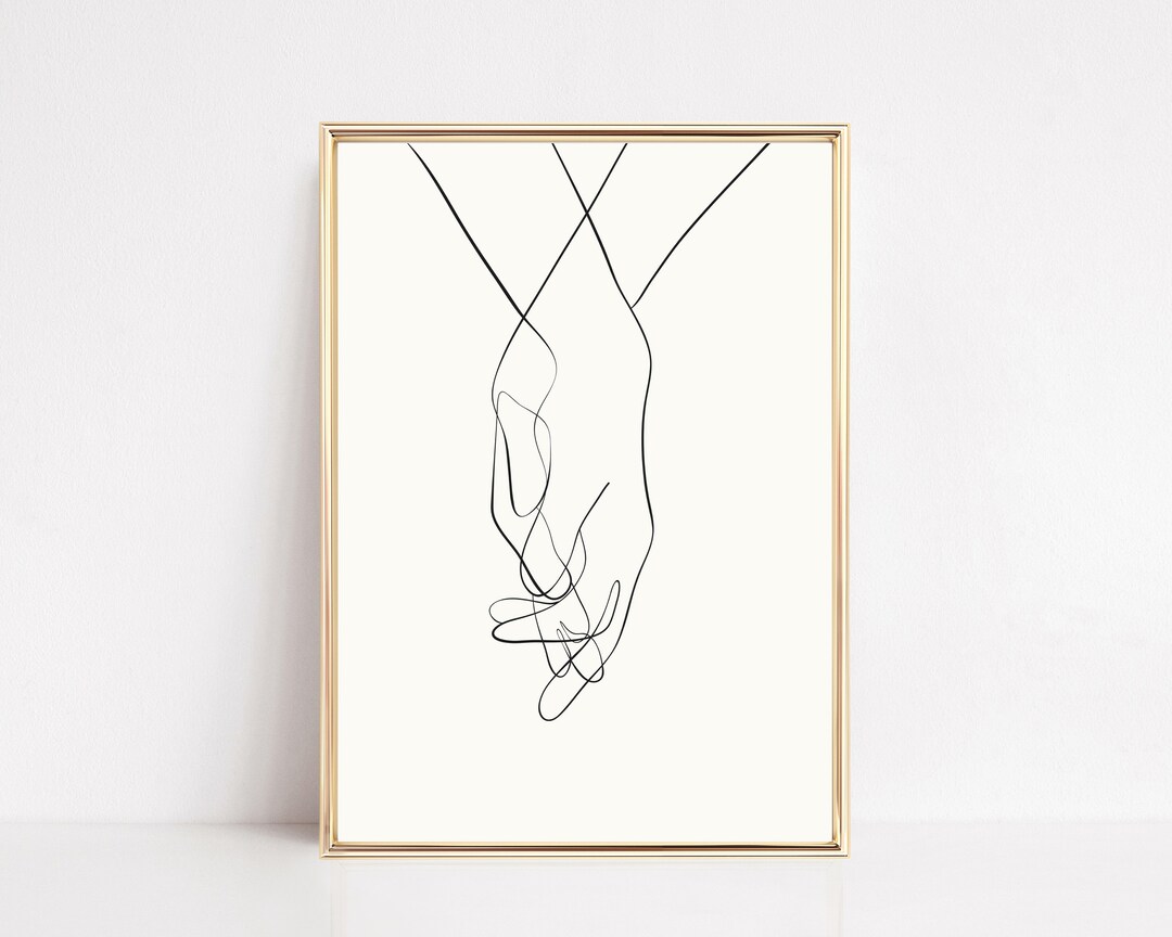 Holding Hands Line Art | Hands Line Drawing Print | Contemporary Art ...