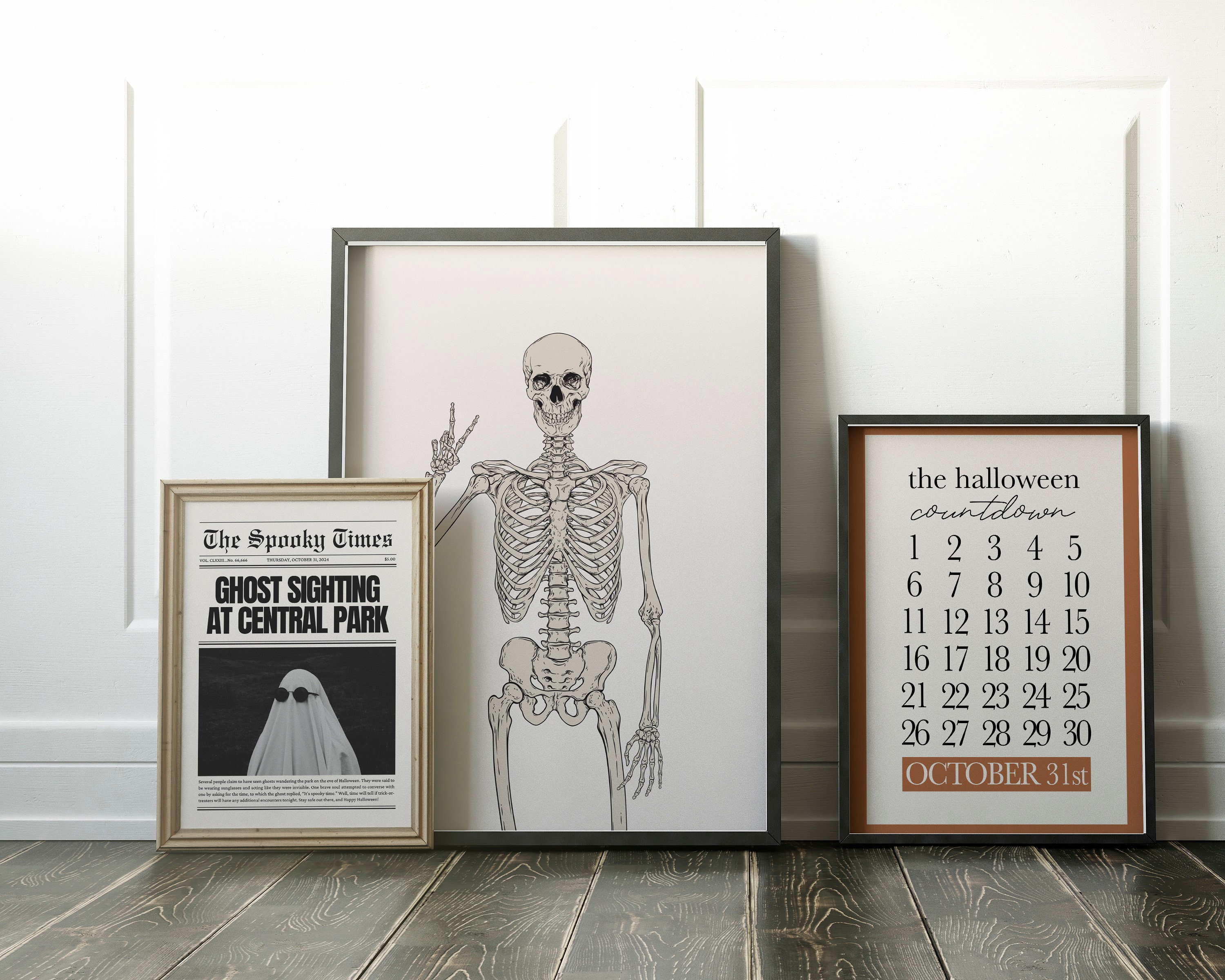 Skeleton Print | Halloween Digital Print | Neutral Halloween Decor ...