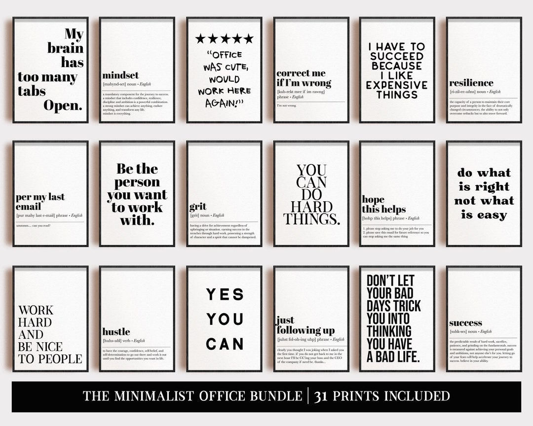 Motivational Office Decor | 31 DIGITAL PRINTS | Office Wall Art | Home ...