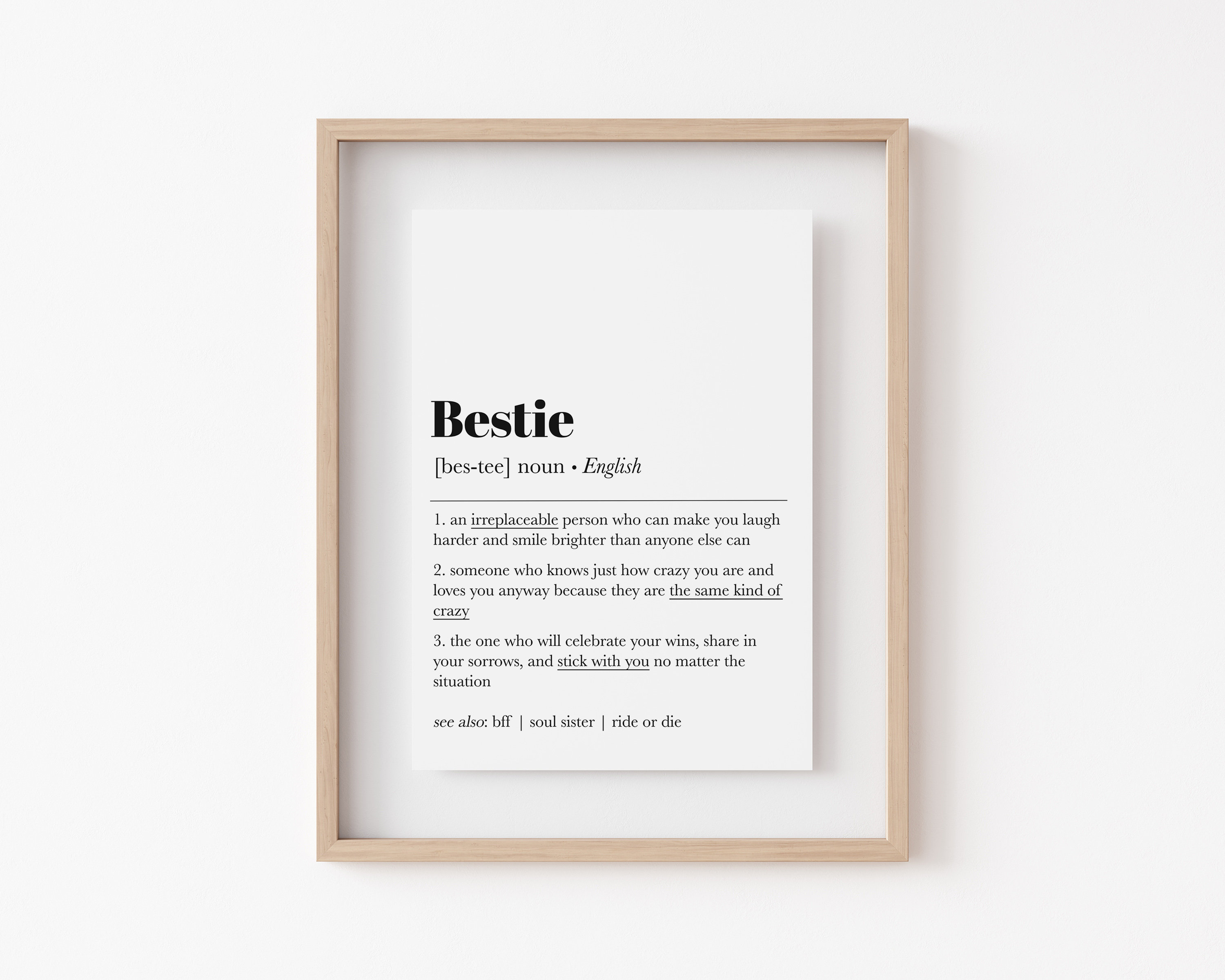 Bestie Definition Print Best Friend Gift Gift for Friend - Etsy