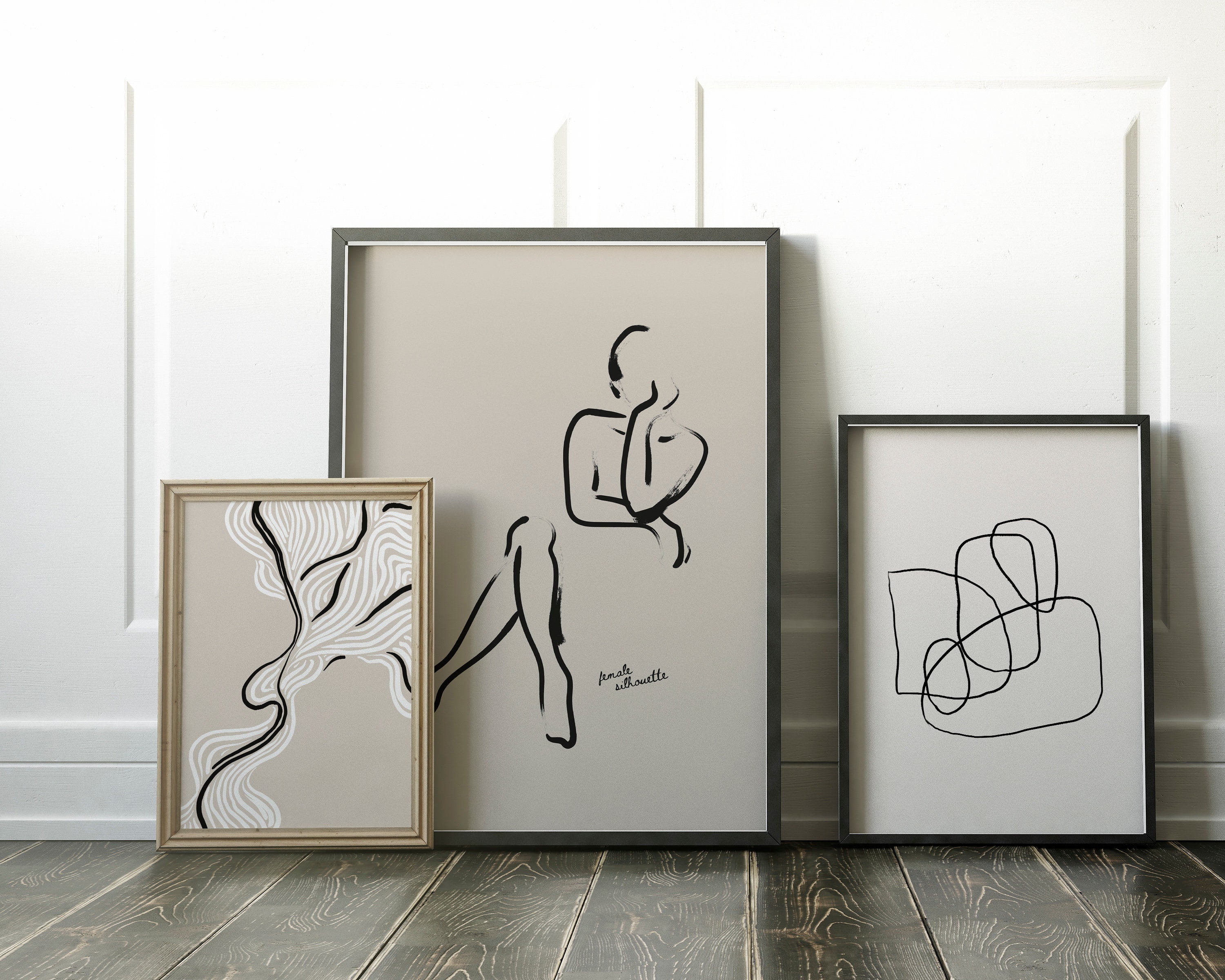 Nude Line Drawing Sexy Woman Wall Art One Line Art Beige | Etsy