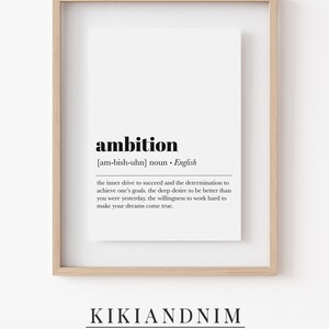 Ambition Definition Print | Office Wall Art | Entrepreneur Gift | Home ...