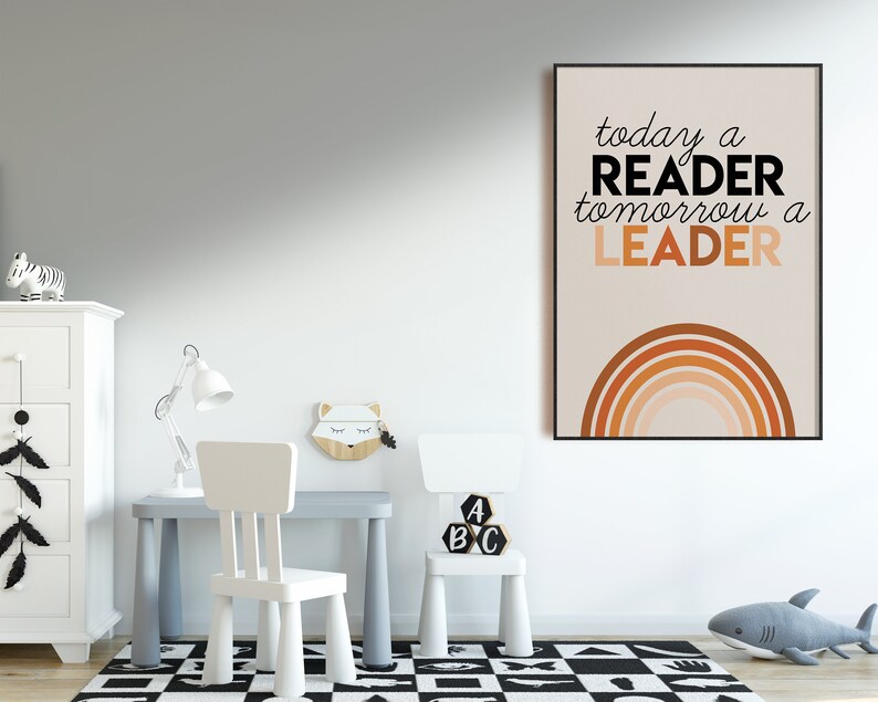 Today a Reader Tomorrow a Leader Playroom Decor Neutral | Etsy