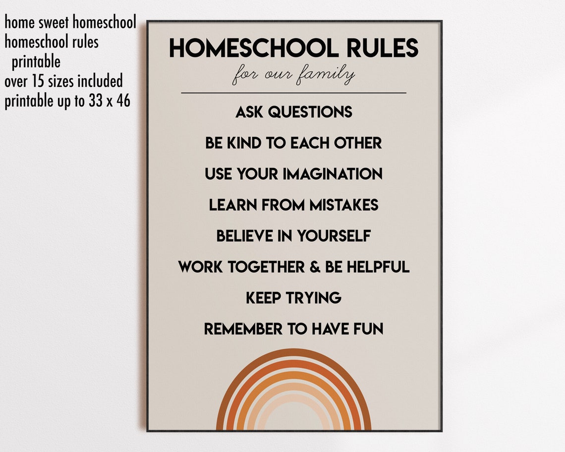 Homeschool rules printable homeschool classroom homeschool | Etsy
