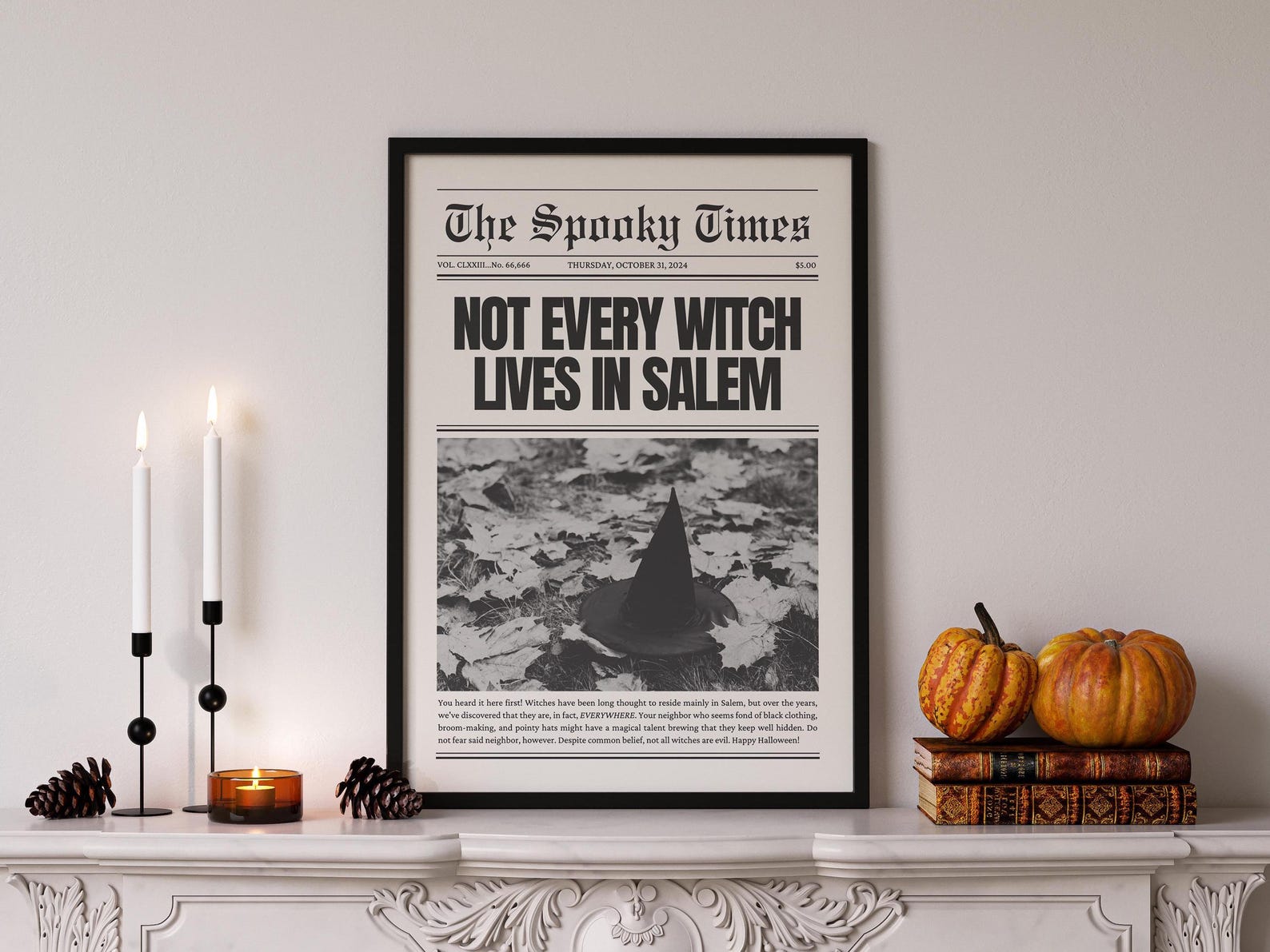 Retro Halloween Newspaper Print | Funny Spooky Season Decor | Halloween ...