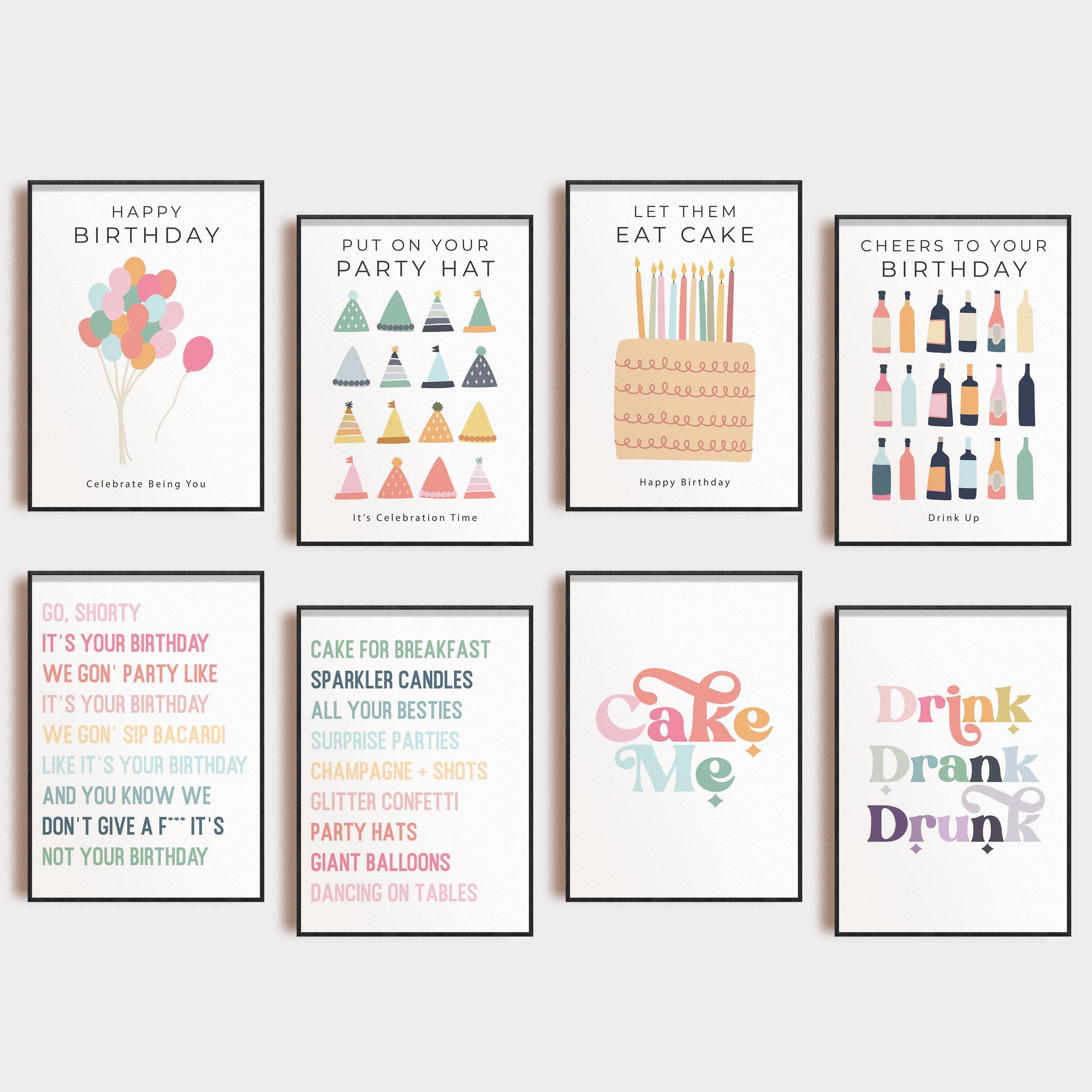 Colorful Birthday Decor | Set of 10 PRINTABLES | Aesthetic Birthday ...