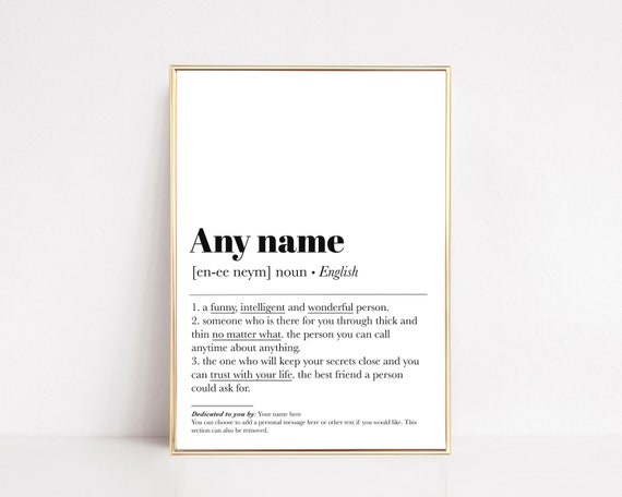 Personalized Gifts Custom Name Definition Print Best | Etsy