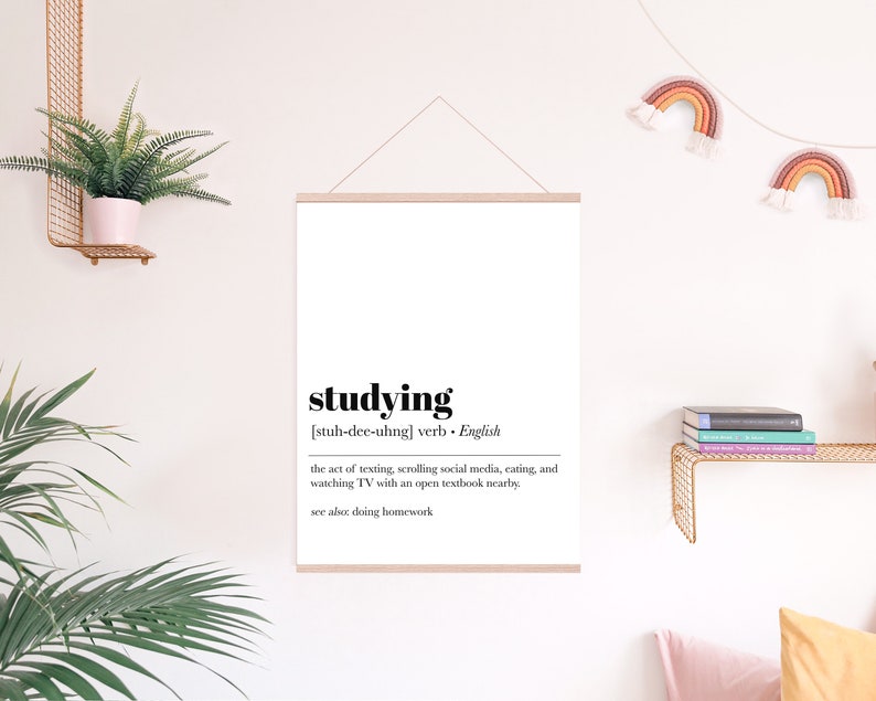 Study Definition Print Studying Print Teen Wall Art Gift - Etsy
