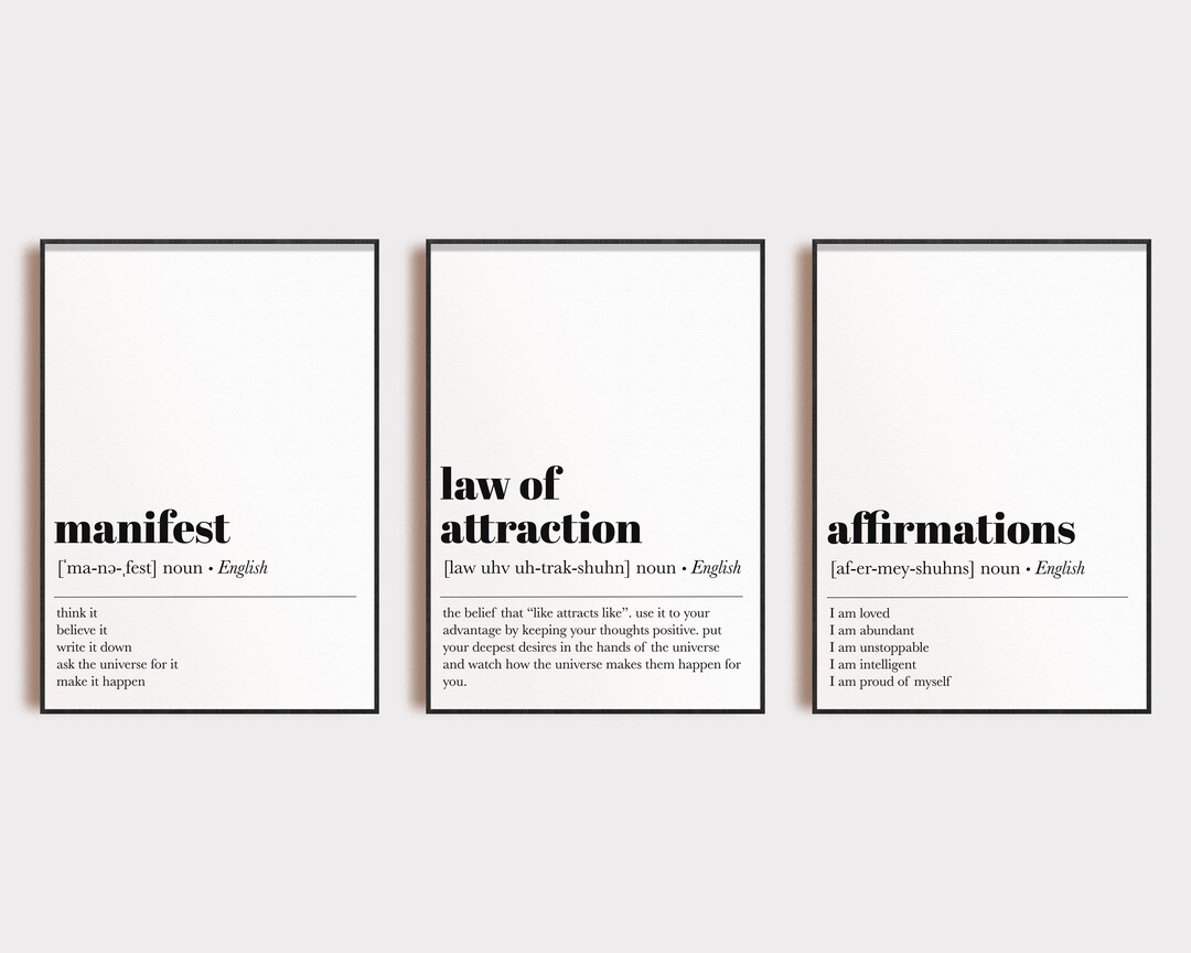 Manifest Wall Art | Set of 3 Prints | Law of Attraction Poster ...