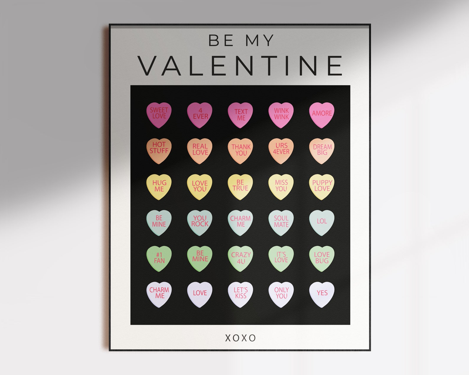 Candy hearts valentines day print valentines day decor | Etsy