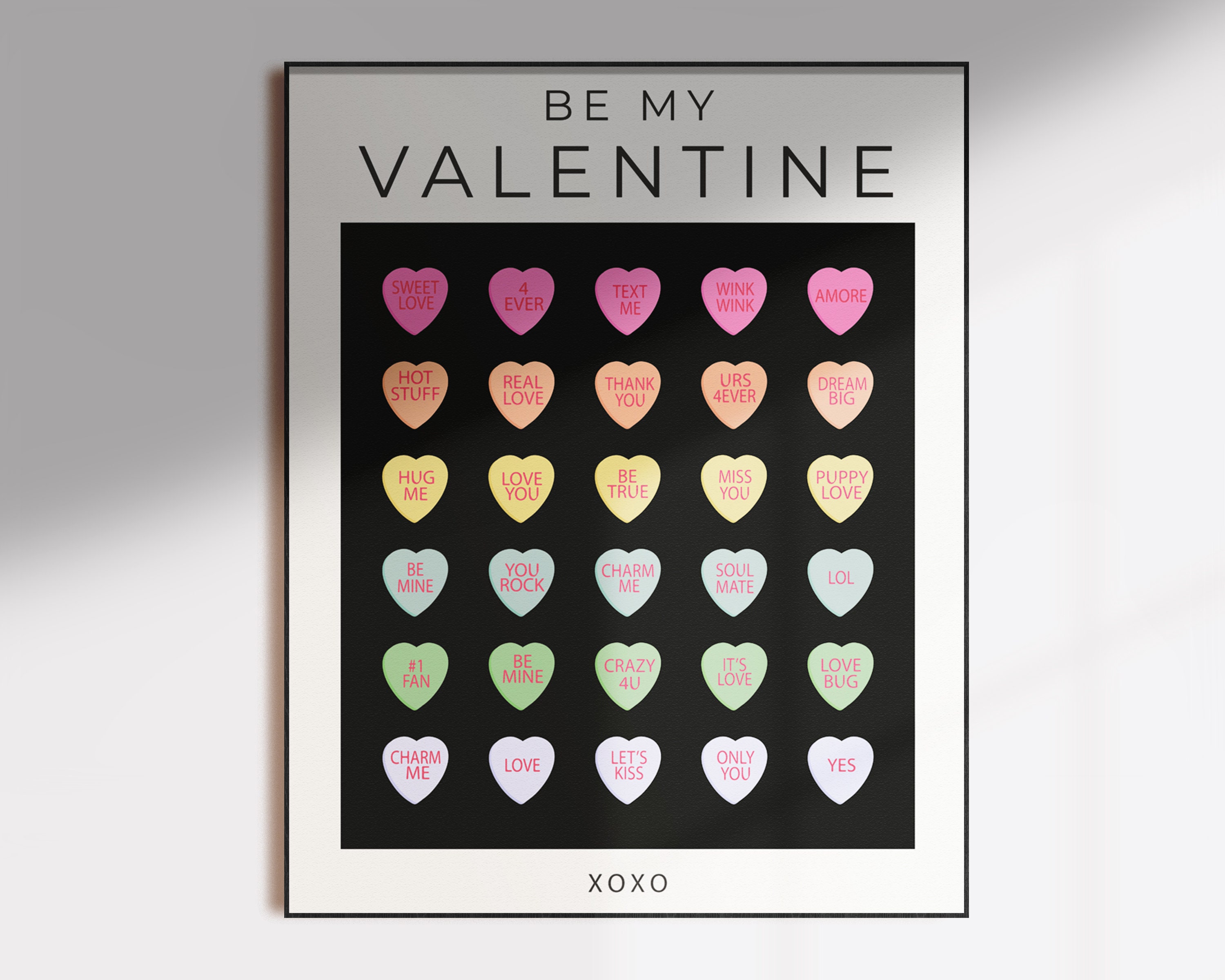 Candy hearts valentines day print valentines day decor | Etsy