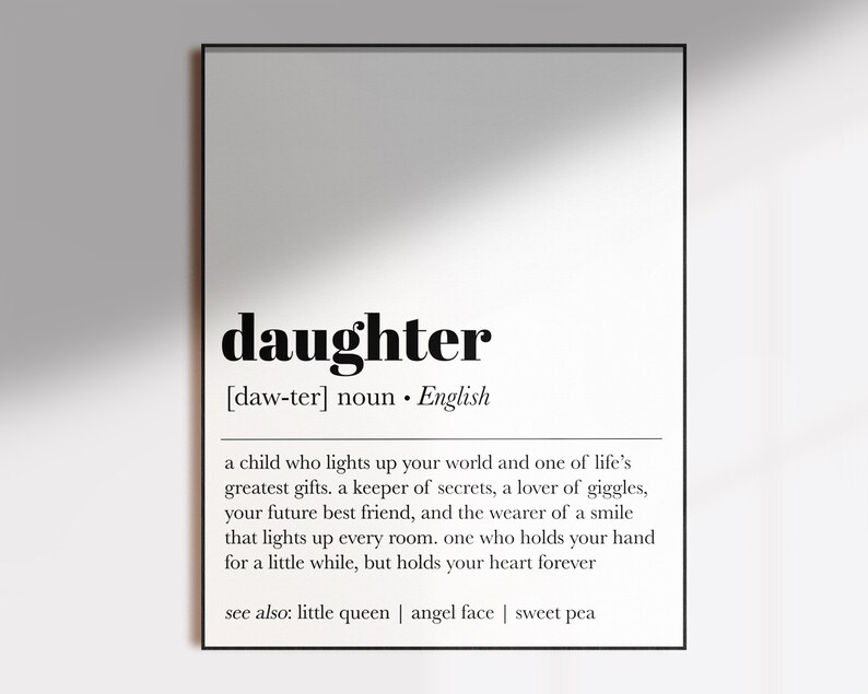 Daughter Definition Print | Gifts for Kids | Gifts for Her | Gifts for ...