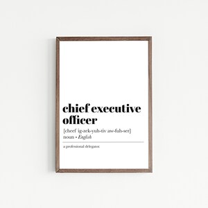 Chief Executive Officer Definition Print | Ceo Gift | Ceo Office Decor ...