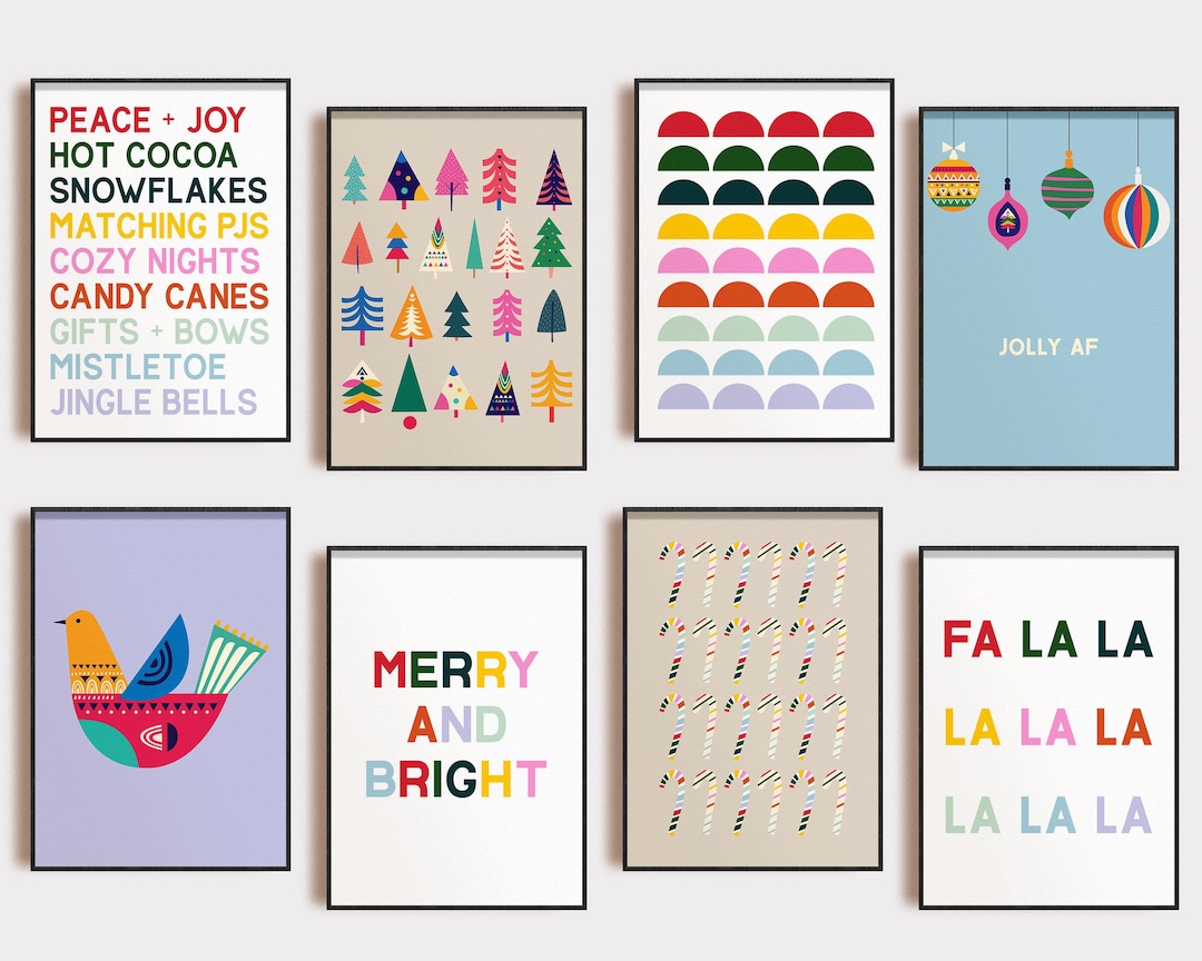 Colorful Christmas Decor | 20 Christmas Wall Art Printables | Bright ...