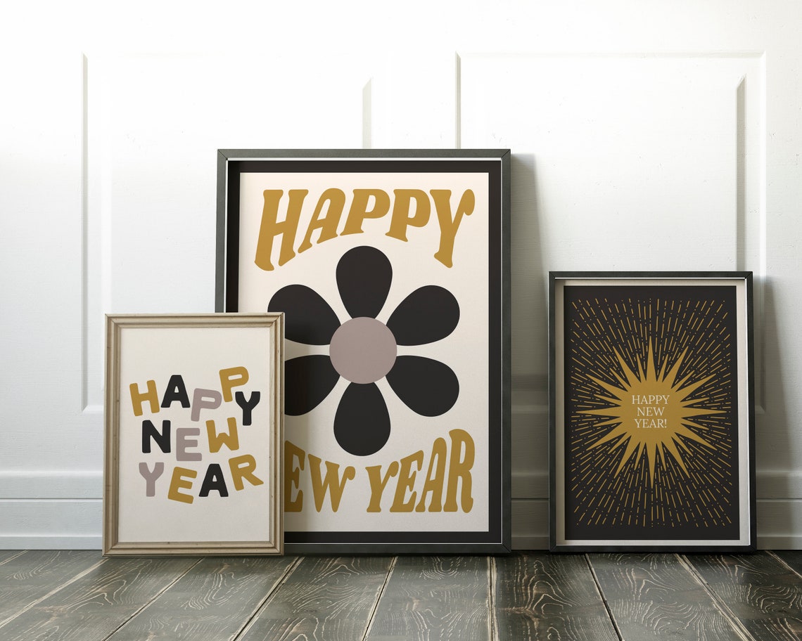 Happy New Years Print Printable New Years Eve Decor New - Etsy