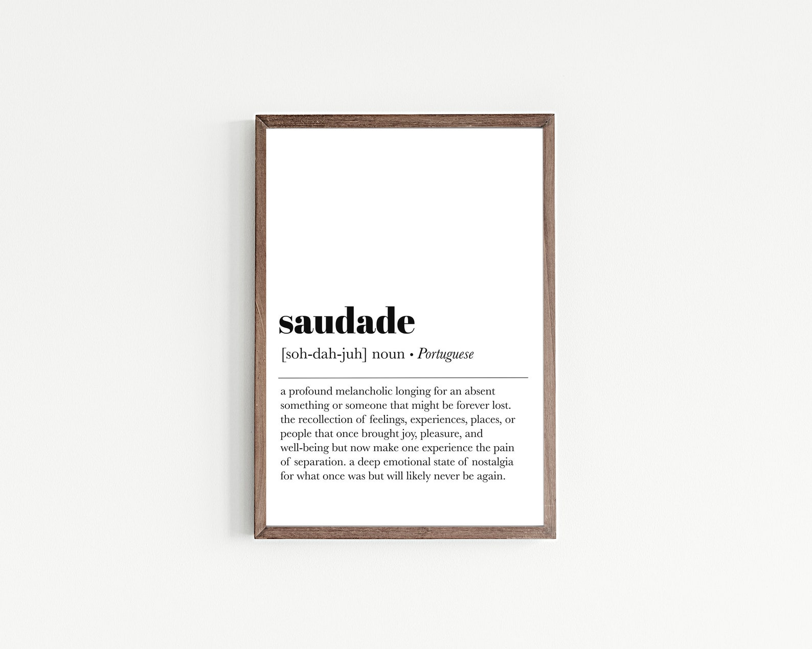 Saudade Definition Print | Portuguese Home Decor | Portuguese Gift ...