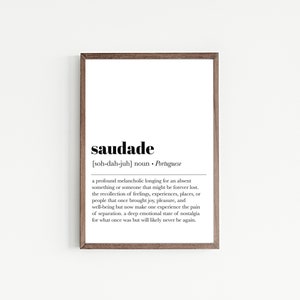 Saudade Definition Print | Portuguese Home Decor | Portuguese Gift ...