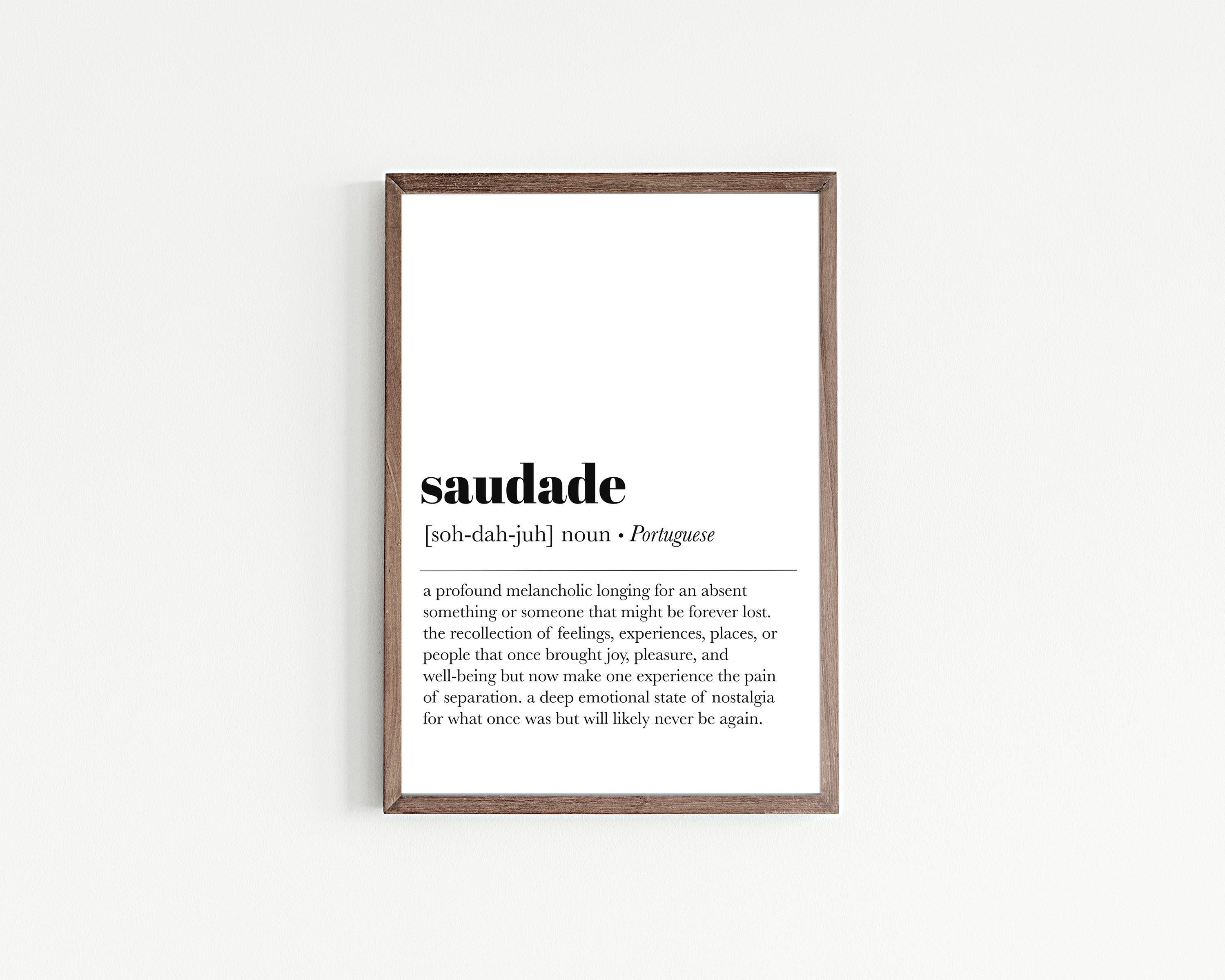 Saudade Definition Print Portuguese Home Decor Portuguese - Etsy