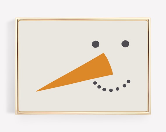 Neutral Christmas Decor Snowman Print Minimalist Christmas | Etsy