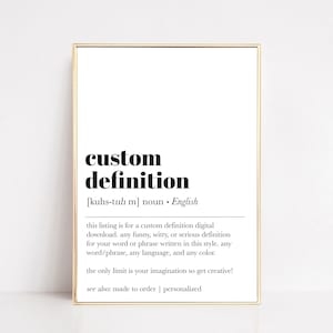 Custom Definition Print | Personalized Gift | Definition Wall Art ...