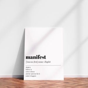 Manifest Definition Print | Inspirational Wall Art | Happiness Prints ...