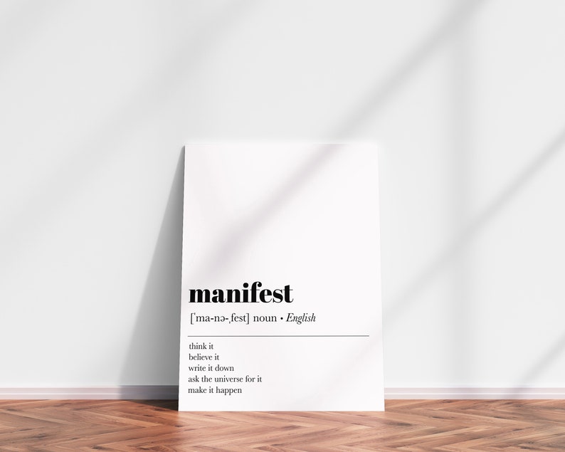 Manifest Definition Print | Inspirational Wall Art | Happiness Prints ...