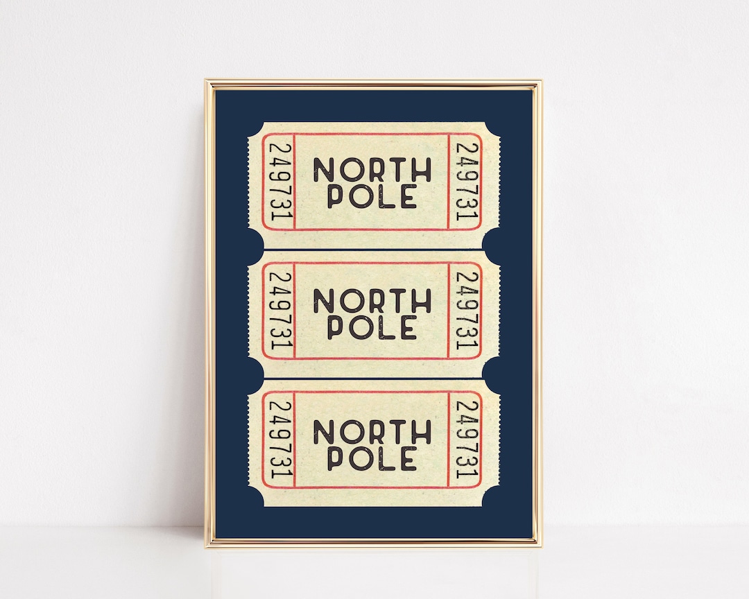 North Pole Ticket Print | Blue Christmas Decor | Trendy Christmas Print ...
