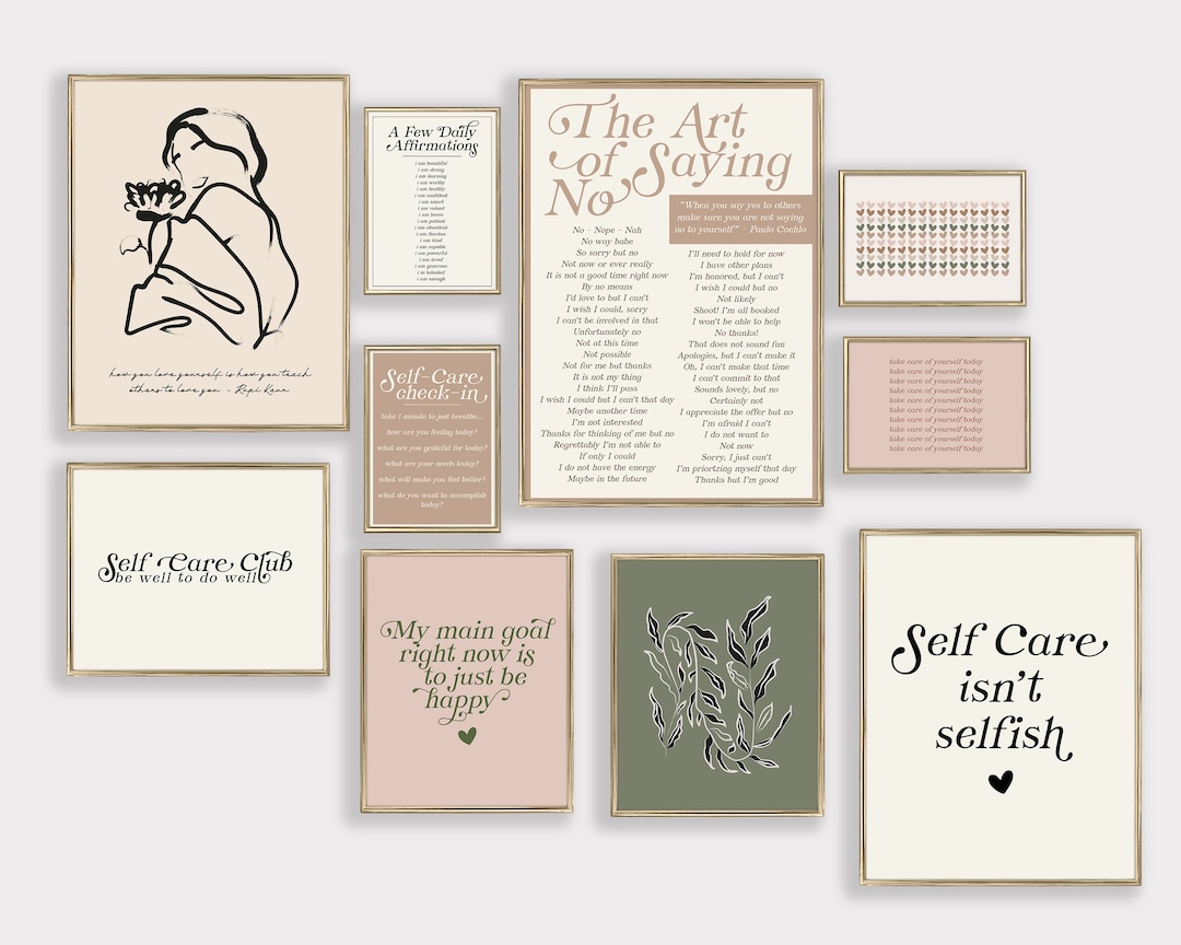 Self Care Wall Art | Set of 10 Prints | Self Care Gallery Wall Set ...
