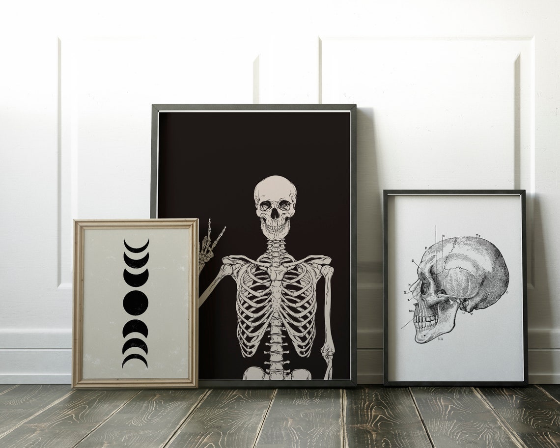 Skeleton Print Halloween Printable Wall Art Halloween - Etsy
