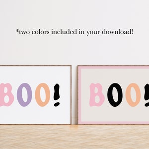 Boo Sign Pastel Halloween Decor Printable Halloween Sign Horizontal ...