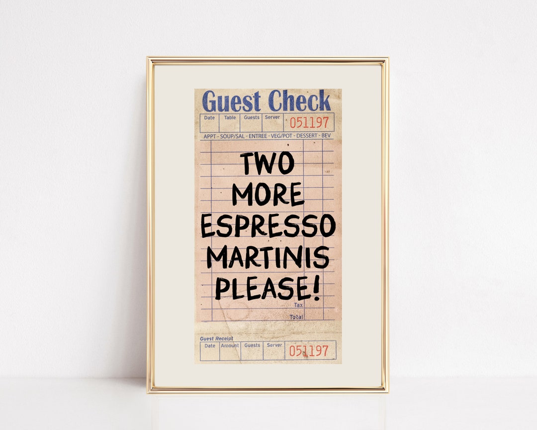 Espresso Martini Print | Guest Check Print | Preppy Bar Cart Print ...