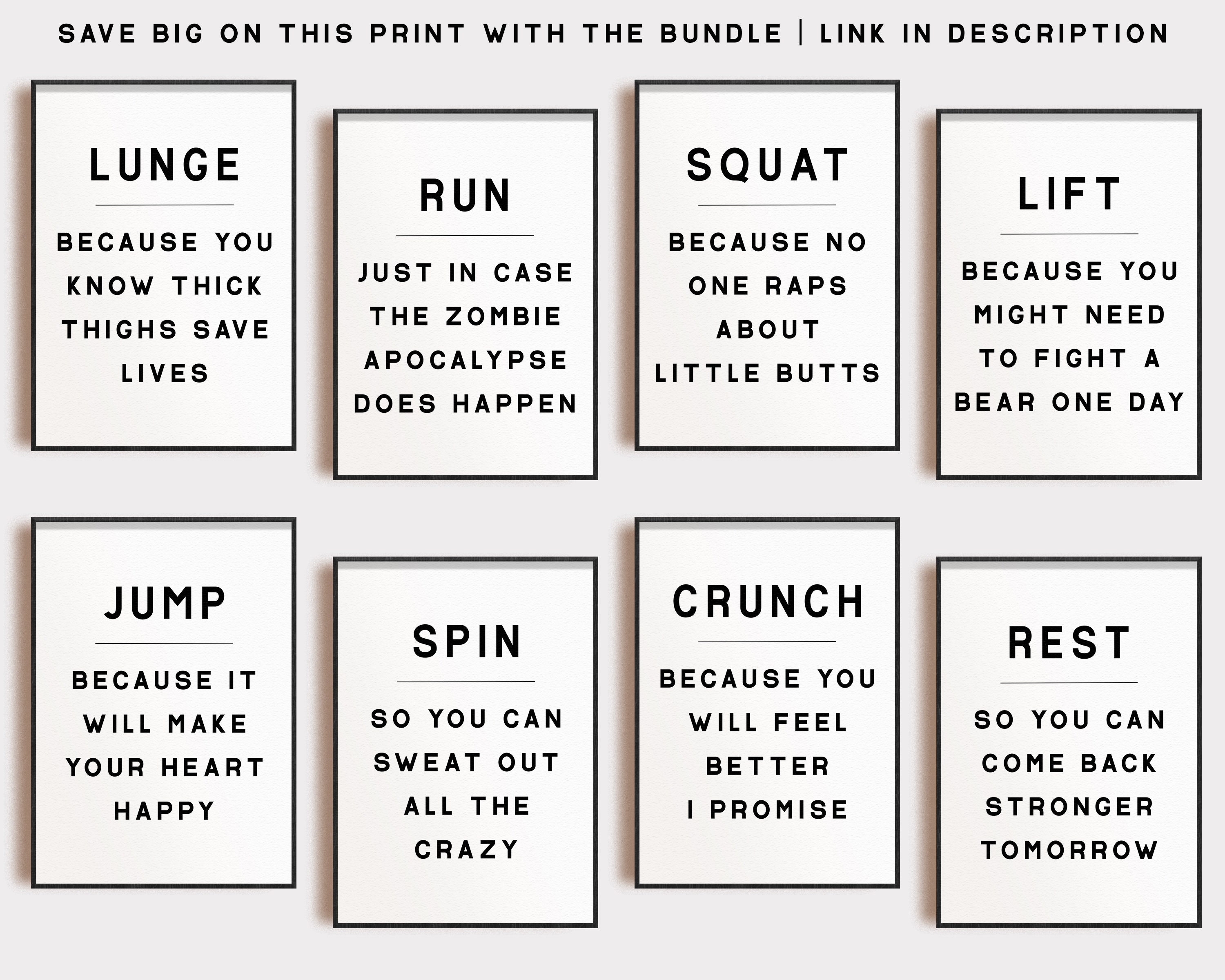 Prints Wall Décor Thick Thighs Save Lives Funny Gym Poster Gym Prints ...