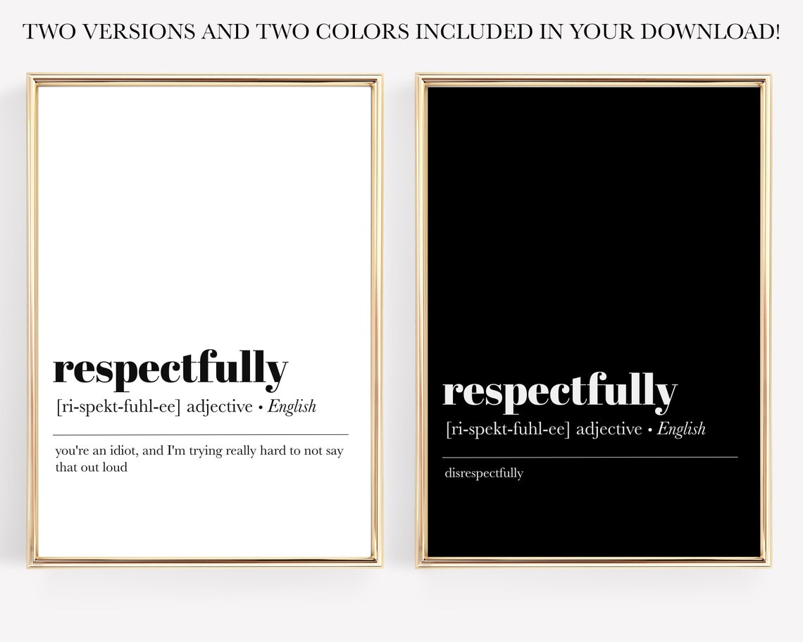 Respectfully Definition Print Minimalist Dorm Room Decor - Etsy
