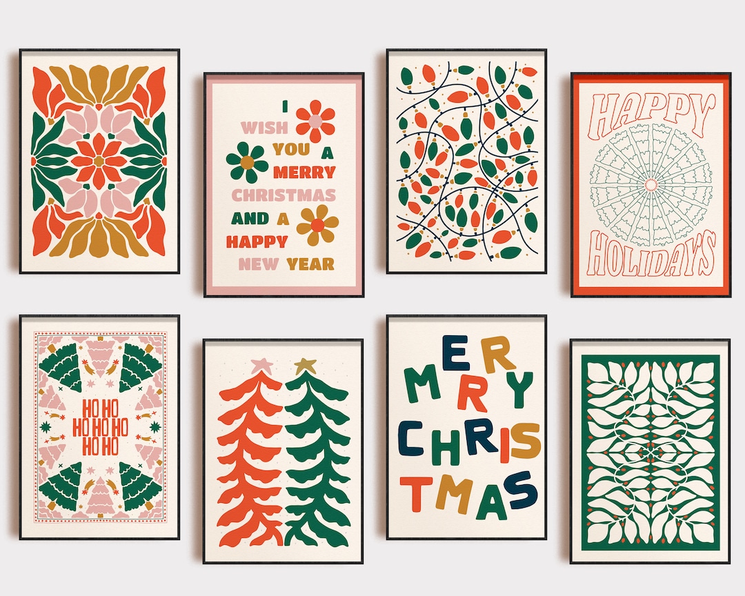 Retro Christmas Prints | 16 Christmas Printables | Boho Christmas Wall ...