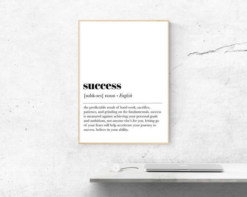 Success Definition | Office Wall Art | Home Office Decor | Motivational ...