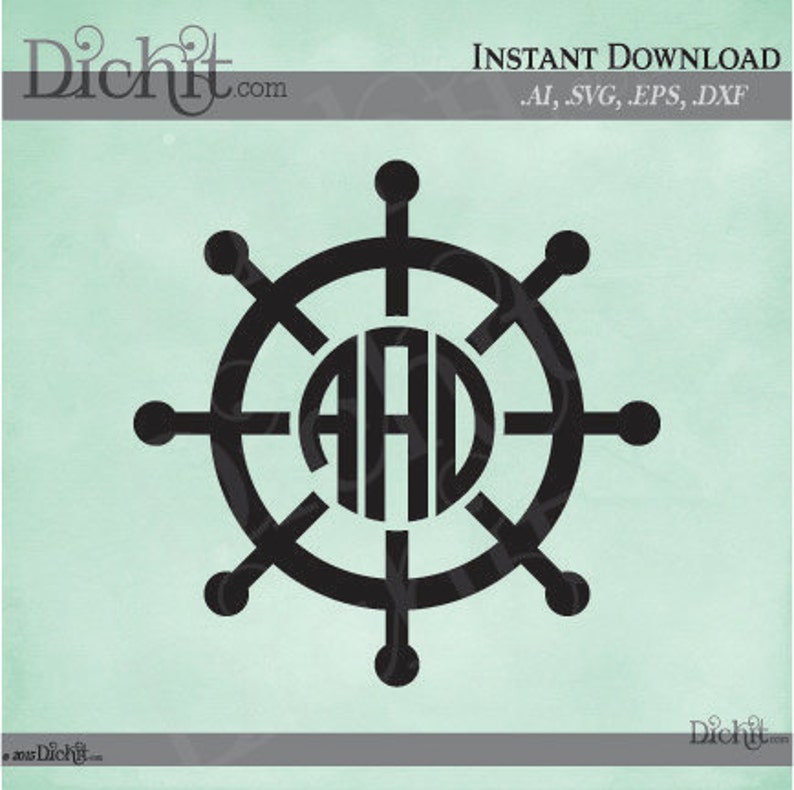 Ship Wheel Nautical Circle Monogram Design Frame Vector Svg, Ai, Dxf ...