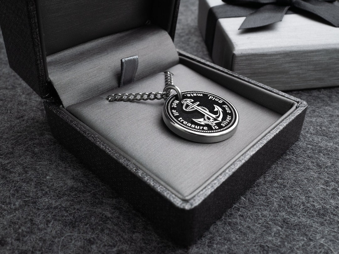 Custom Engraved Anchor Necklace: Stainless Steel Nautical Pendant - Etsy