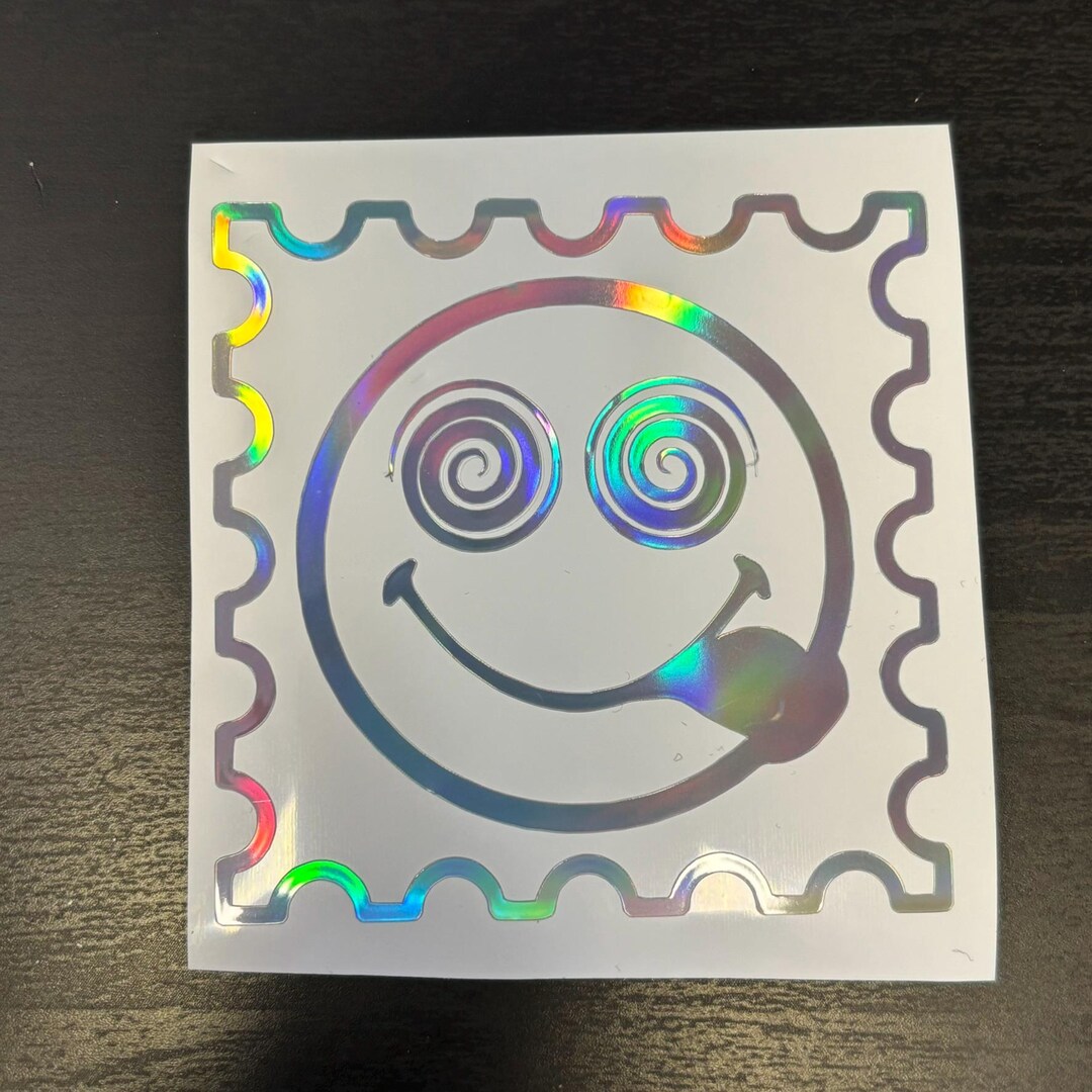 Trippy Smiley Face Stamp Decal, Psychedelic Sticker, Vinyl Sticker ...