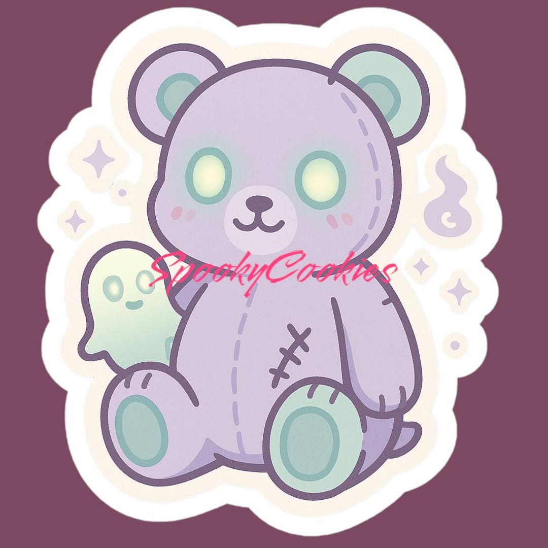 Possessed Plushie Bear Sticker – Cute Haunted Kawaii Ghost Teddy ...