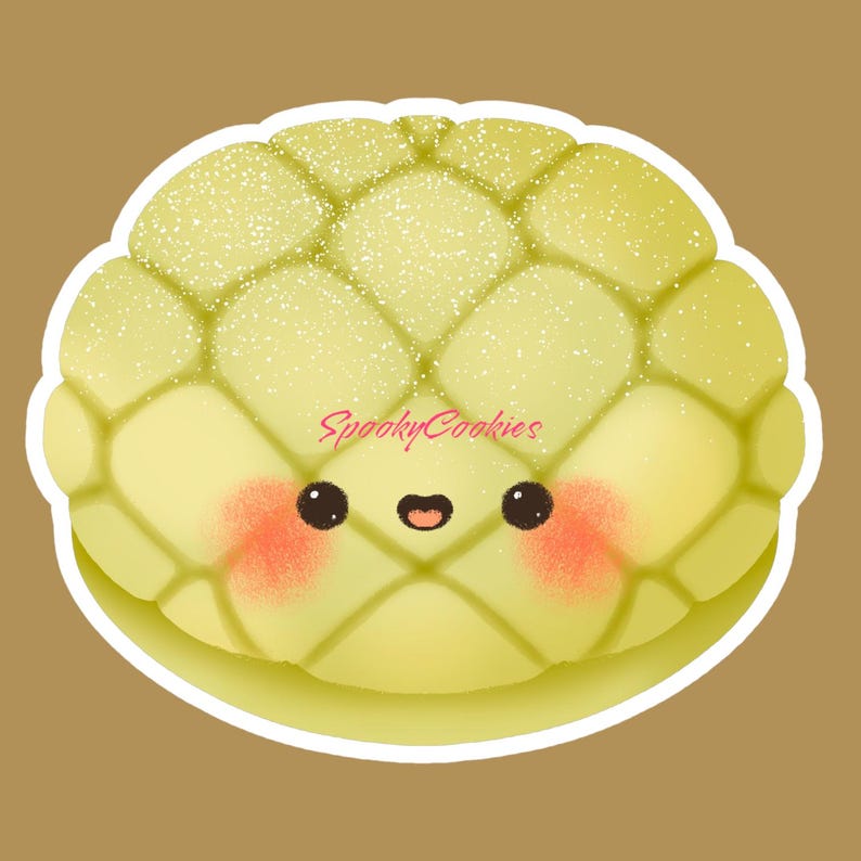 Kawaii Green Melon Bread Sticker – Cute Japanese Food Vinyl Decal ...