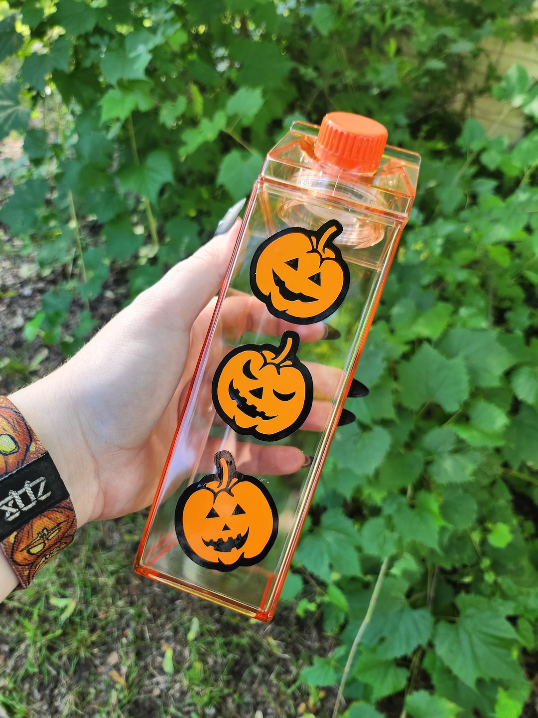 Halloween-themed Water Bottle Jack-o'lantern Pumpkin Design, Reusable ...