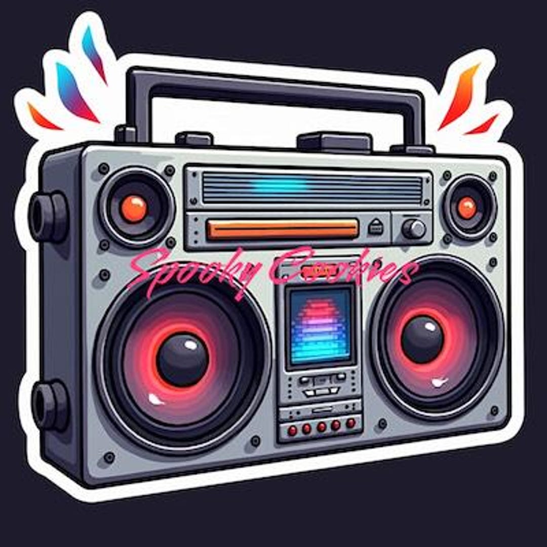 90's Boom Box Sticker or Fridge Magnet - Retro Music, Vintage Stereo ...