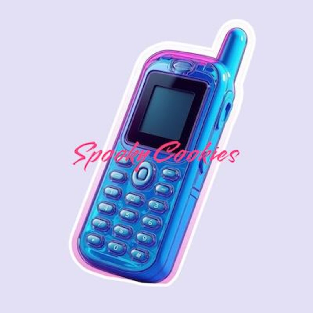 Old Transparent Blue Cell Phone Sticker or Fridge Magnet - Retro 90s ...