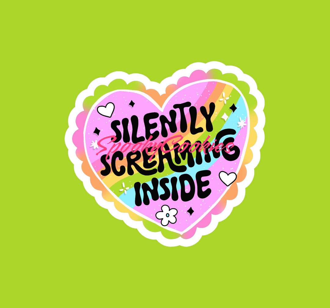 Silently Screaming Inside Sticker - Neon Aesthetic Heartmagnet - Etsy